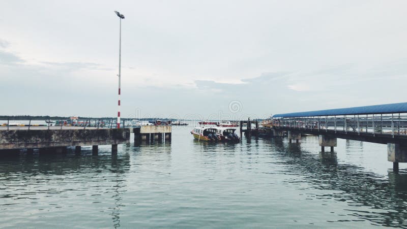 Waterfront Jetty stock image. Image of malaysia, dark - 163052317