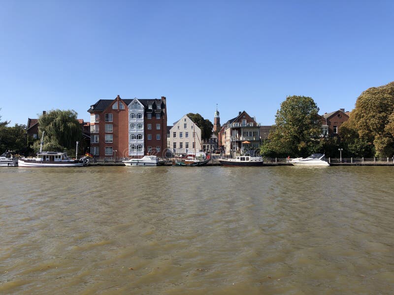 Waterfront at the Leda River Stock Image - Image of fall, kirche: 186303131
