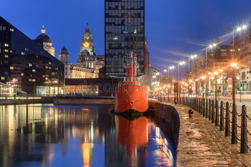 Waterfront Liverpool UK editorial stock photo. Image of illuminated ...