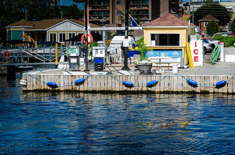 Waterfront Marina Fuel Station and Ice Machine Stock Image - Image of ...