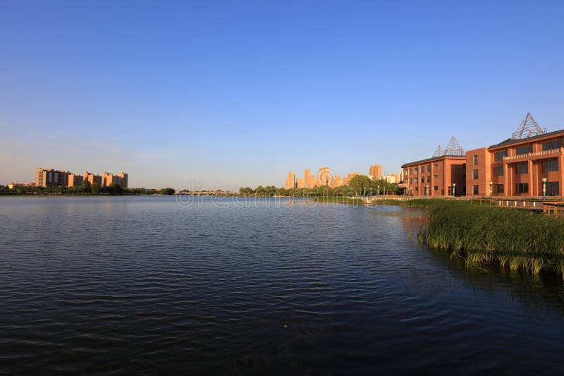 Waterfront Park Scenery, Tangshan City, China Stock Image - Image of ...
