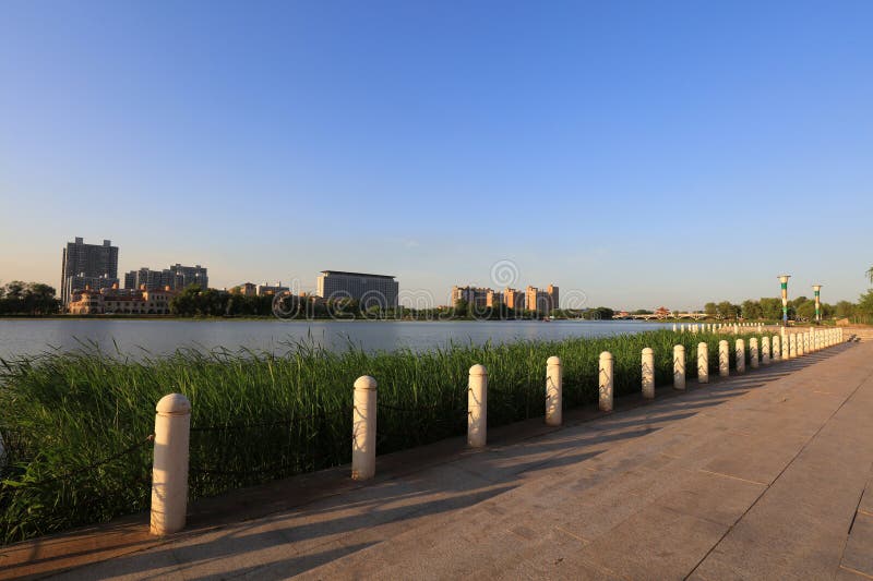 Waterfront Park Scenery, Tangshan City, China Stock Photo - Image of ...