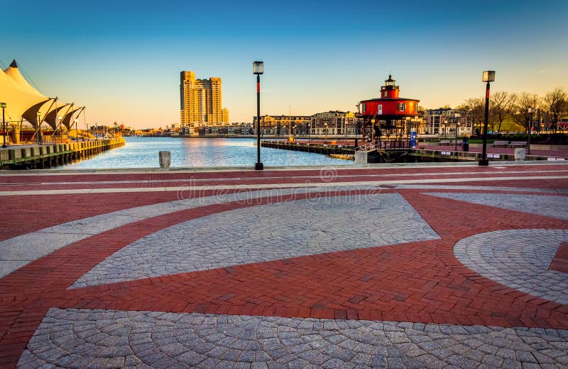 The Waterfront Promenade at the Inner Harbor in Baltimore, Maryland ...
