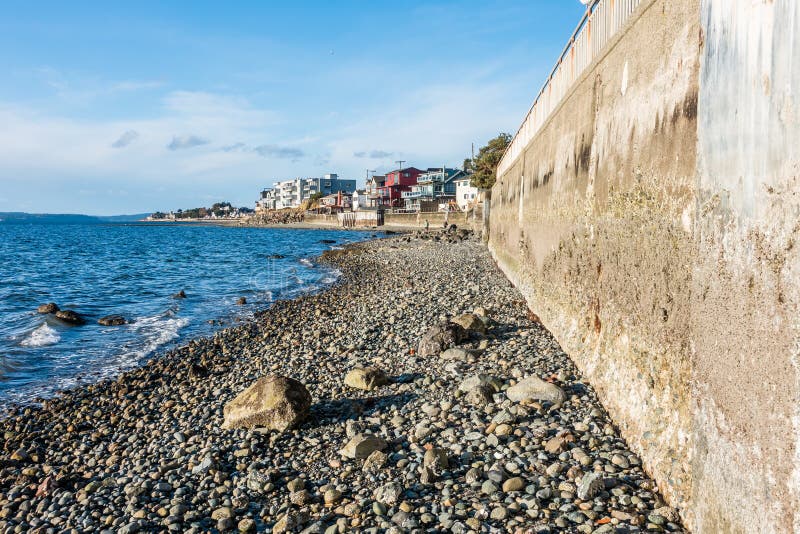 Waterfront Sea Wall stock image. Image of state, homes - 171806731
