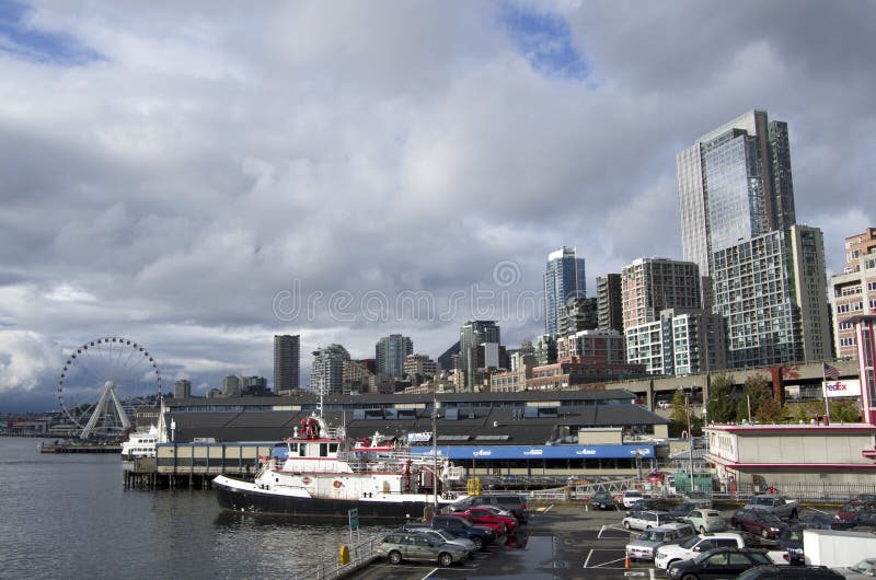 Waterfront Seattle Downtown Editorial Stock Image - Image of downtown ...