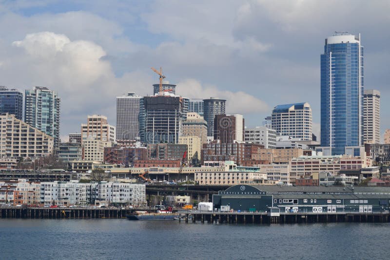 Waterfront and Skyline, Seattle, Washington Stock Photo - Image of ...