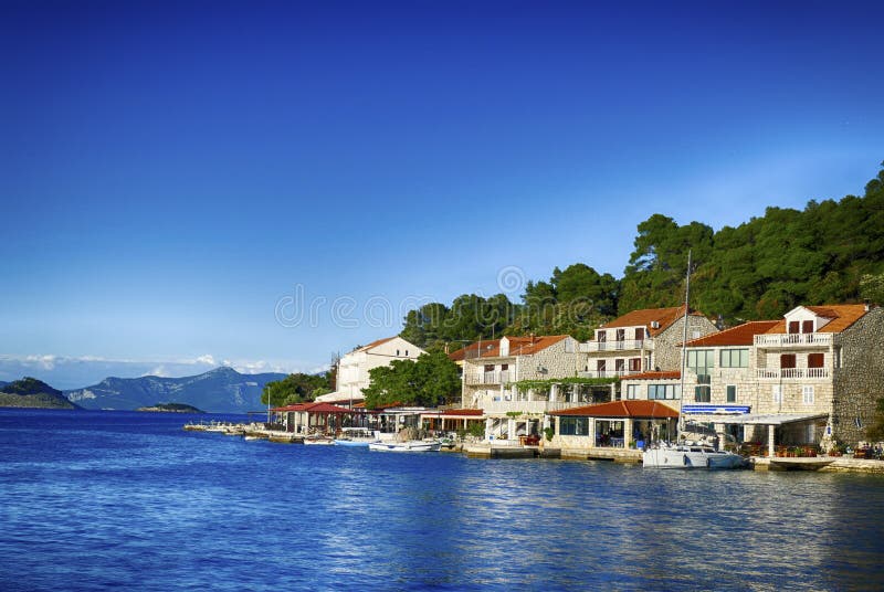 Waterfront on Spring Day in Pomena Stock Photo - Image of pomena ...