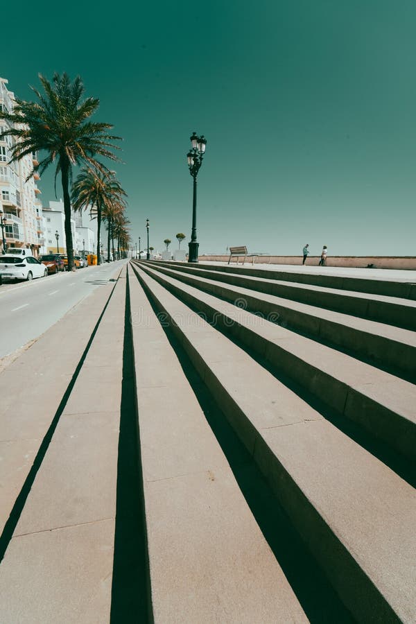 Waterfront Steps in Cadiz Spain Stock Photo - Image of port, building ...
