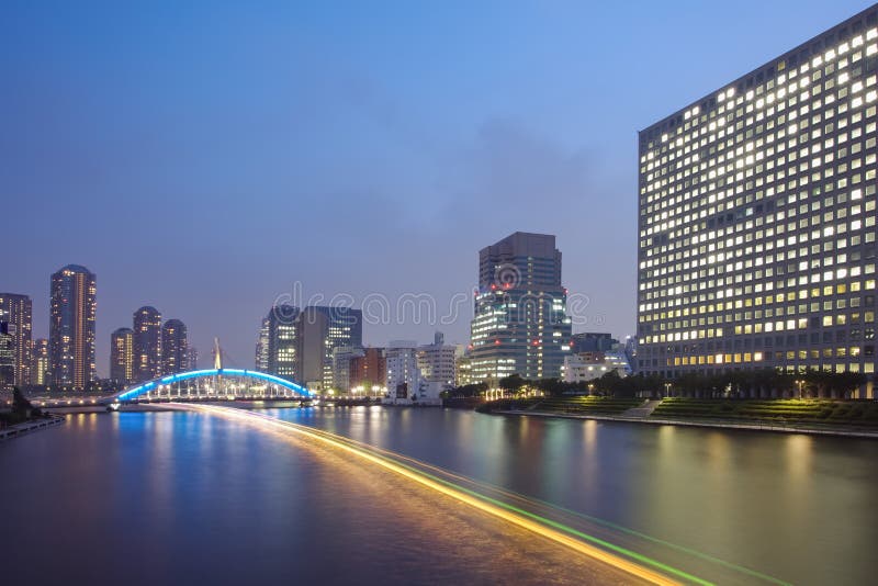 Waterfront Tokyo City at Twilight Stock Image - Image of modern ...