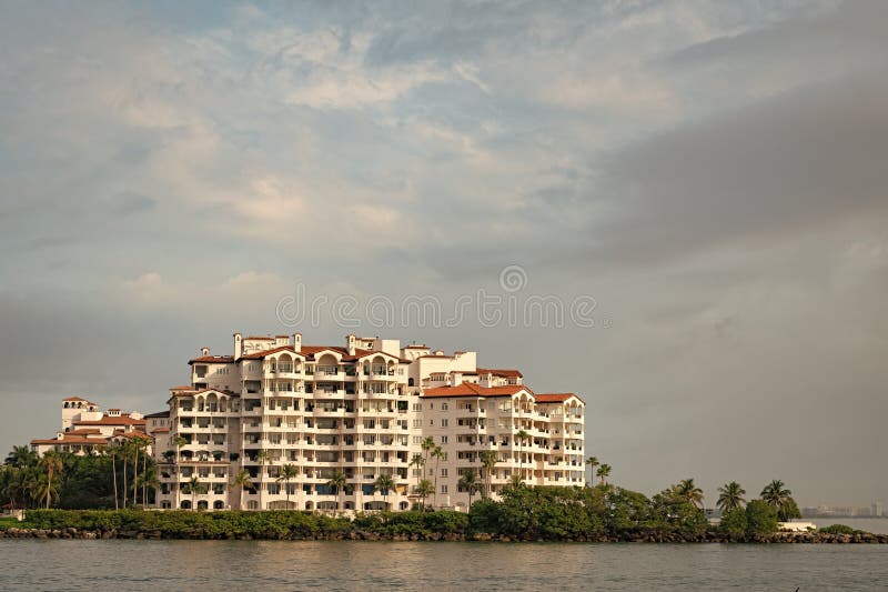 Waterfront View with Building of Coastal Metropolis of Miami Stock ...