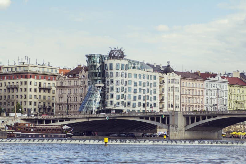 Waterfront Views and Towers Dancing House with the Vltava Editorial ...