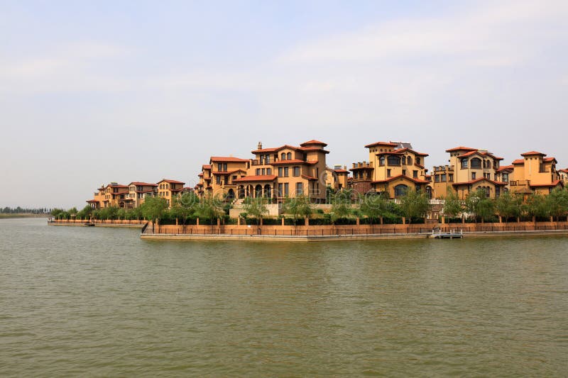 Waterfront Villa Scenery stock photo. Image of coast - 385935324