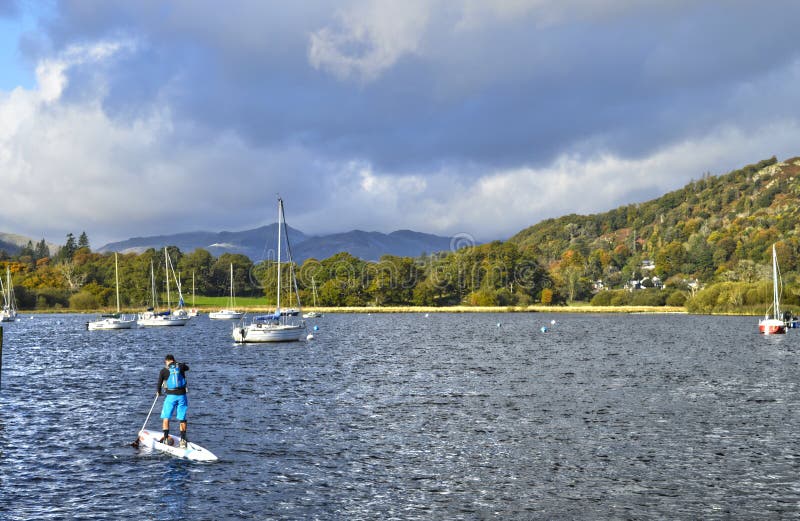 Waterhead Paddle Boarder on Lake Windermere Editorial Stock Photo ...