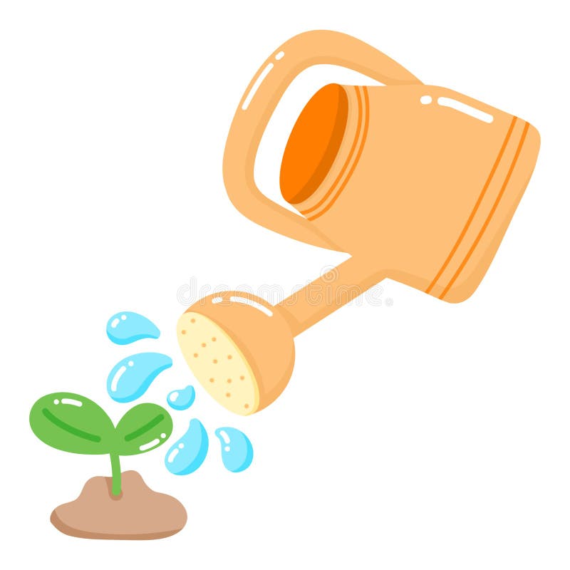 Watering Can in the Garden, Cartoon Style Watering Can Stock ...