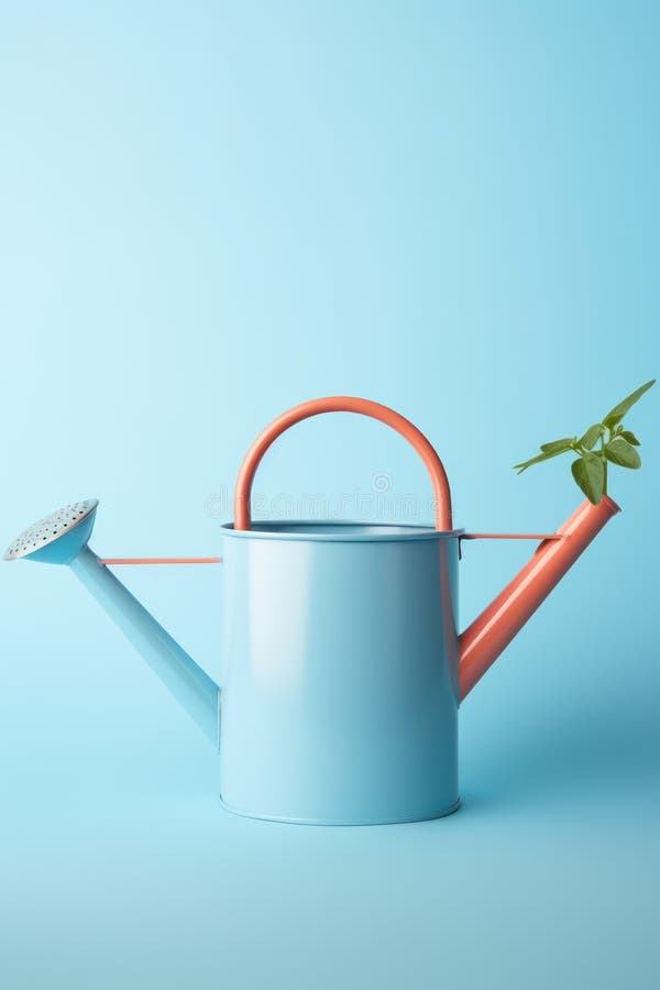 Watering Can on Light Blue Background AI Generated Stock Illustration ...