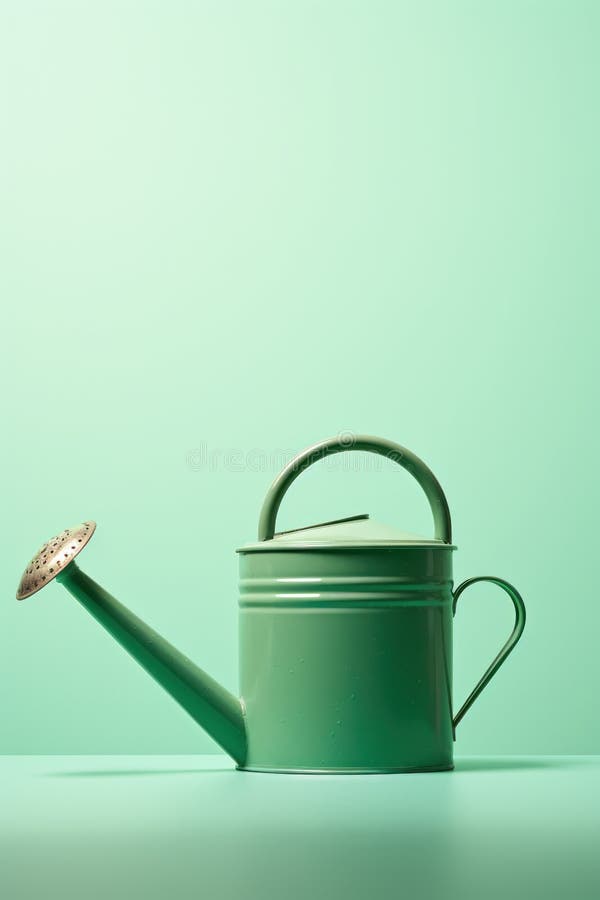 Watering Can on Light Green Background AI Generated Stock Illustration ...