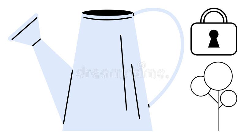 Watering Can, Padlock, and Tree Illustration Highlighting Care ...