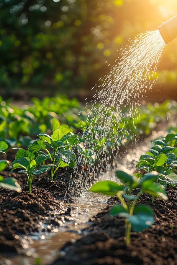 Watering Crops at the Field Illustration Stock Illustration ...