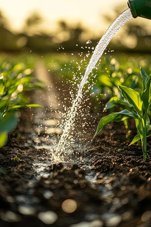 Watering Crops at the Field Illustration Stock Illustration ...