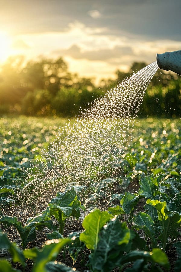 Watering Crops at the Field Illustration Stock Illustration ...