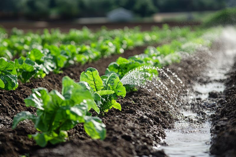 Watering Crops at the Field Illustration Stock Illustration ...