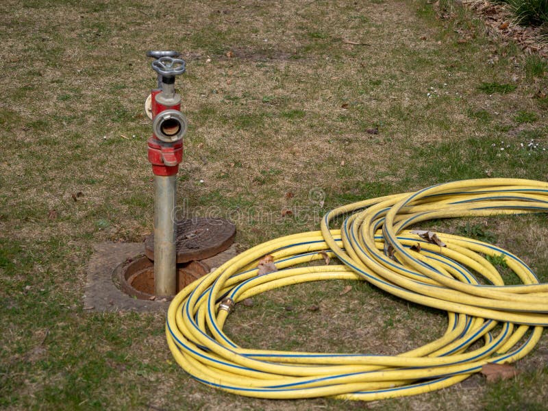 Watering Hydrants in the Park. Watering System. Stock Photo - Image of ...