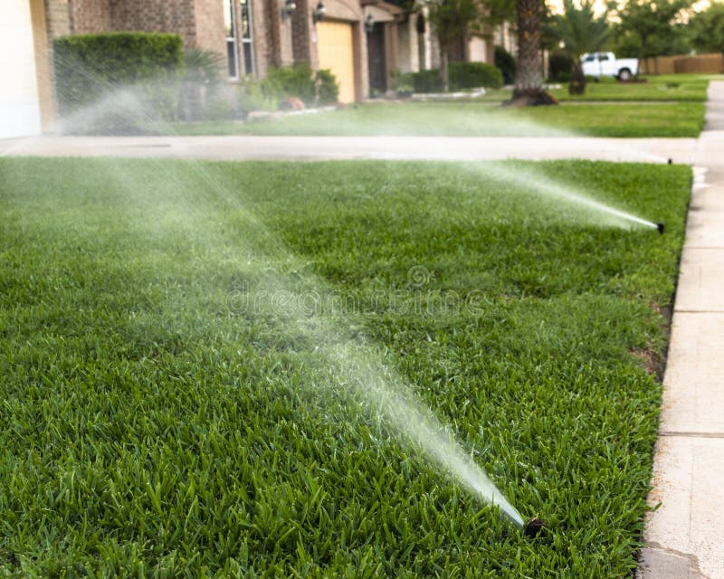 Watering the lawn stock photo. Image of spring, nature - 144943678