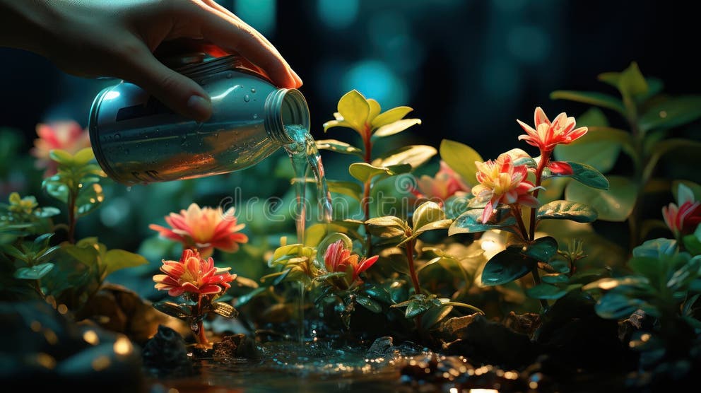 Watering Life: Responsible Water Usage. Created with Generative AI ...