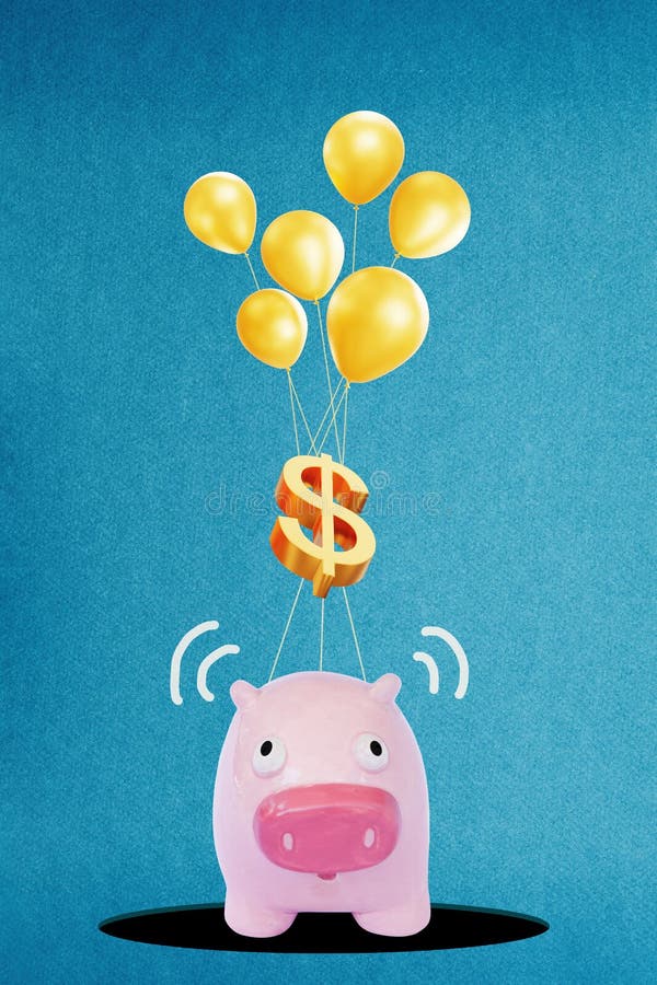 Piggy Bank Money Savings Icon with Pink Pig. Value of Money. Stock ...
