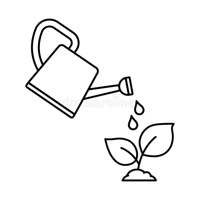Watering Plant Icon Design in Linear Style. Stock Vector - Illustration ...