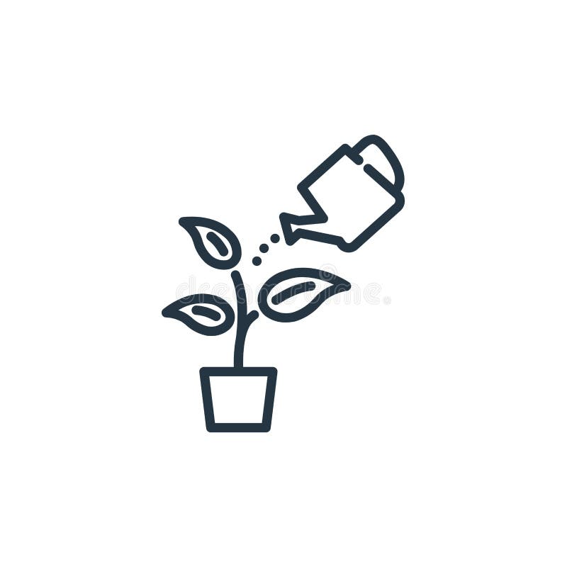 Watering Plants Vector Icon Isolated on White Background. Outline, Thin ...