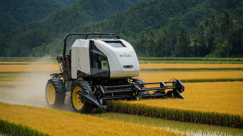 Watering Rice in Rice Fields with a Robotic System. AI Generated Image ...