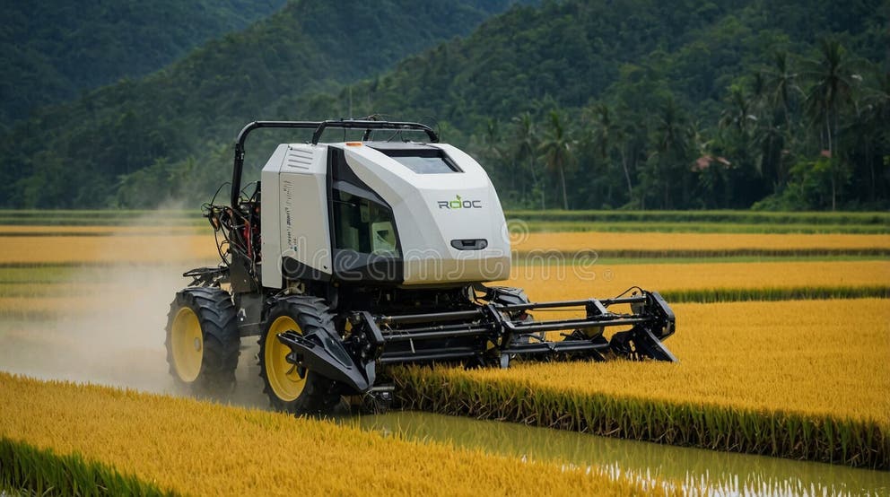 Watering Rice in Rice Fields with a Robotic System. AI Generated Image ...