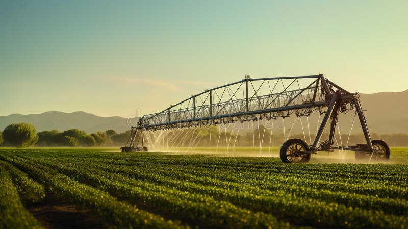 Watering System in the Field. an Irrigation Pivot Watering a Field ...