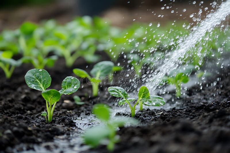 Watering Young Plants stock illustration. Illustration of hydroponics ...