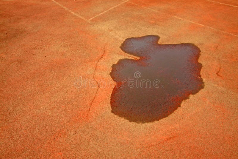 Waterlogging on the Red Plastic Runway Stock Photo - Image of water ...
