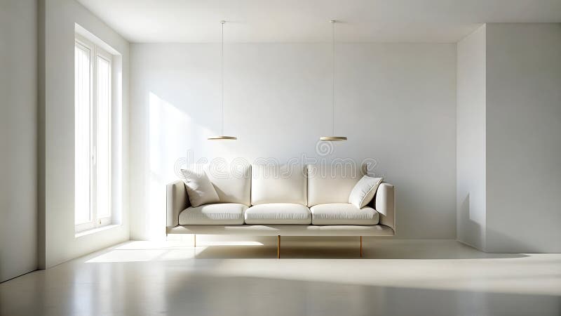 The Watermark of Loss a Floating Couch in a Bleached Room Stock ...