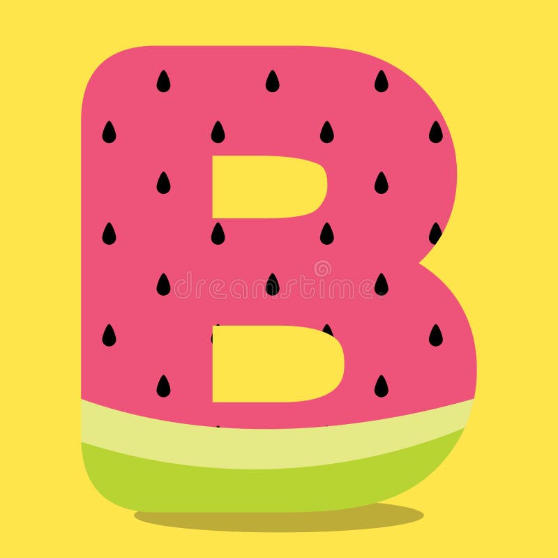 WATERMELON ALPHABET B 02 stock vector. Illustration of graphic - 197989966