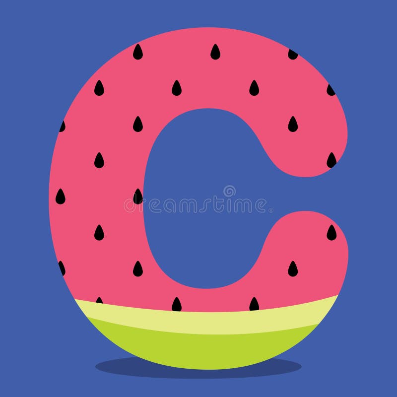 WATERMELON ALPHABET C 03 stock vector. Illustration of vector - 197989967
