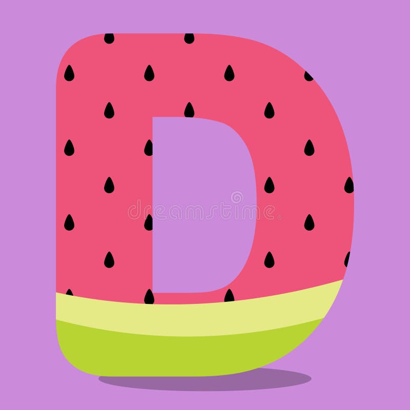 WATERMELON ALPHABET D 04 stock vector. Illustration of cartoon - 197989976