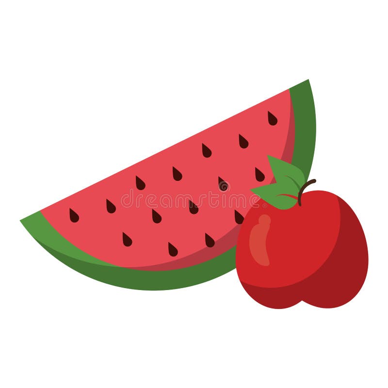 Fruits Watermelon Pear And Apple Flat Stock Vector - Illustration of ...