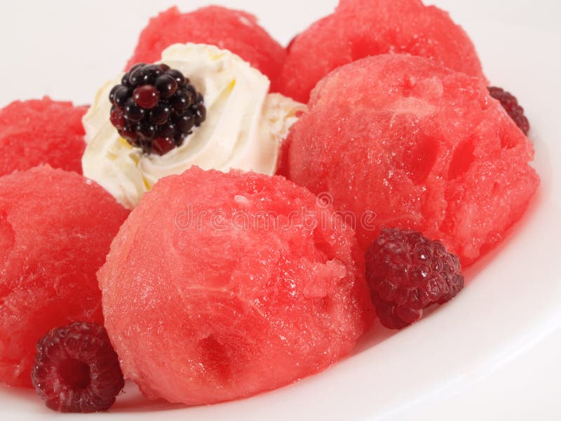 Watermelon Balls with Berries Stock Photo - Image of healthy, sphere ...