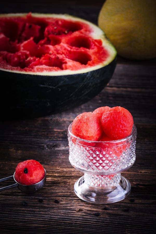 Watermelon balls. stock image. Image of appetizer, meal - 98587565