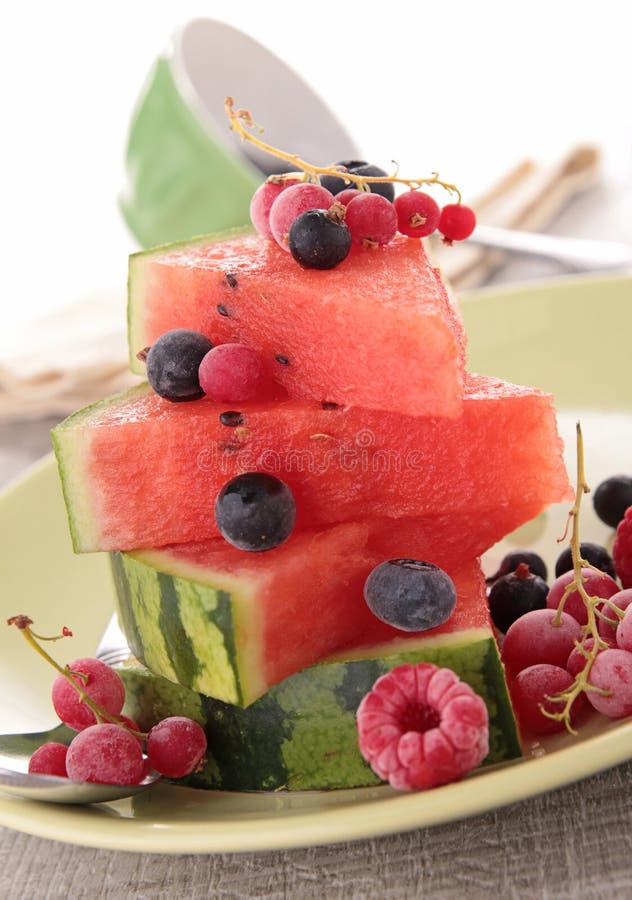 Watermelon and berries stock image. Image of blackcurrant - 25778007