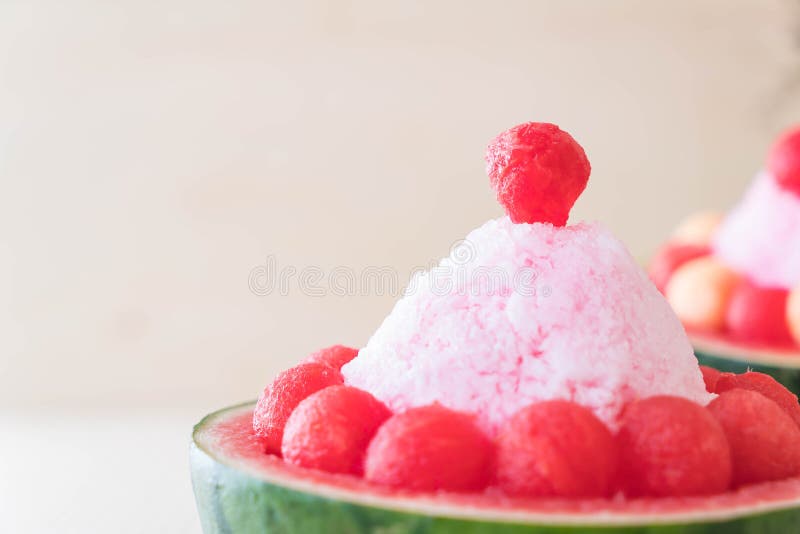 Watermelon bingsu dessert stock image. Image of bowl - 93014779
