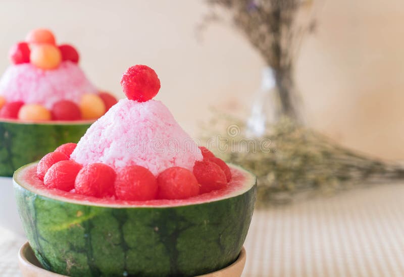 Watermelon bingsu dessert stock image. Image of delicious - 94914079