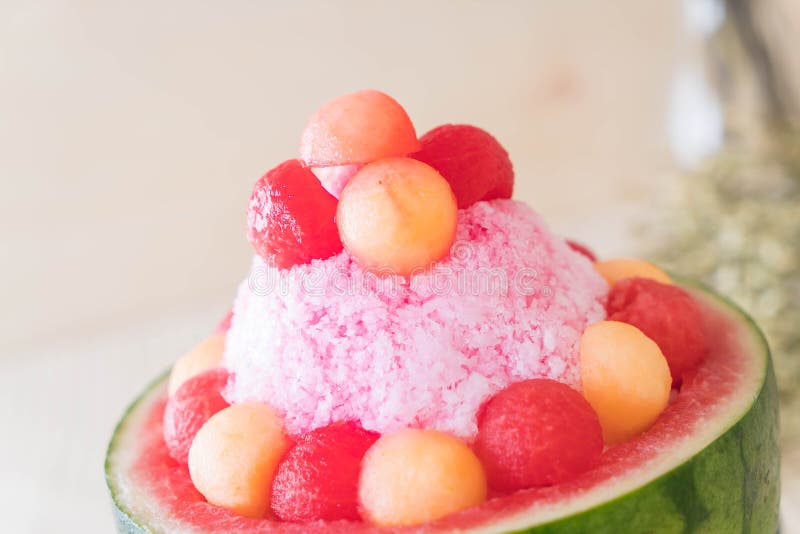 Watermelon bingsu dessert stock image. Image of cantaloupe - 95059245