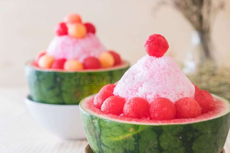Watermelon bingsu dessert stock image. Image of bingsu - 96108911
