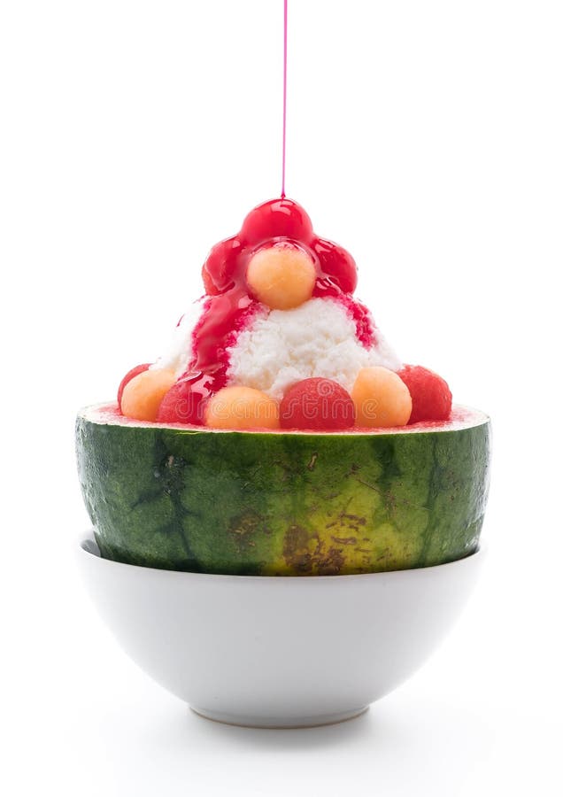 Watermelon bingsu dessert stock image. Image of asia - 93275161