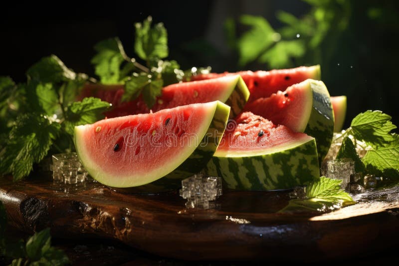 Watermelon on a Board with Watermelo Stock Illustration - Illustration ...